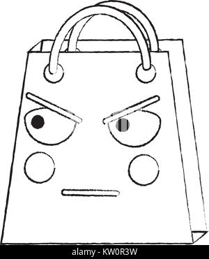 shopping bag angry emoji icon image vector illustration design black ...