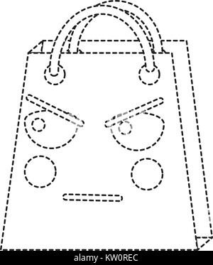 shopping bag angry emoji icon image vector illustration design blue to ...