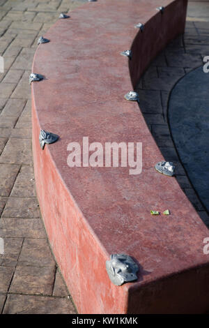 Concrete wall or bench with anti-skate deterrent devices installed ...