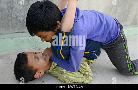 Two angry brothers fighting eachother Stock Photo - Alamy
