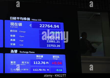 An electronic board displays the Nikkei Stock Average (Nikkei 225 ...