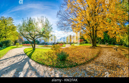 Beautiful autumn landscape in the park in Scotland, clear weather ...