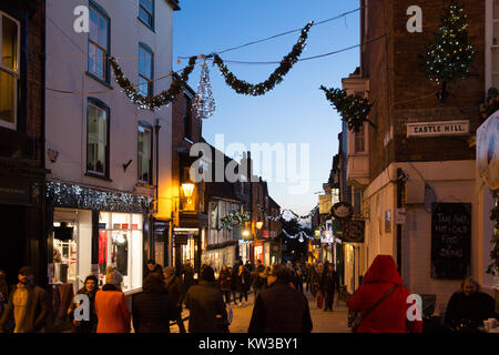 Shops on Market Place in the centre of the Yorkshire town of Pickering ...