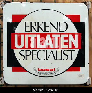 An enamel advertisement sign from the vehicle museum in Marxzell ...