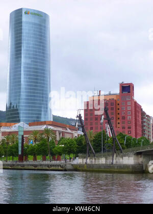 The Torre Iberdrola, a prominent skyscraper in Bilbao, Spain, stands as ...