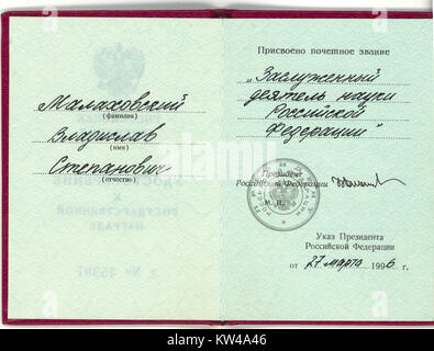 Vladislav Stepanovich Malakhovskij is a distinguished Russian scientist ...