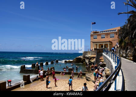Coogee Bay, Beach and Cliffs with Natural swimming Baths Stock Photo ...