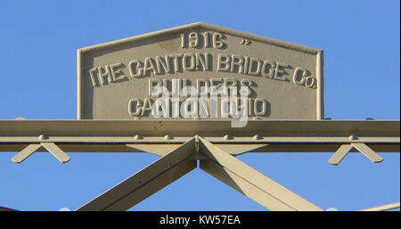 Niobrara River with a historic pin-connected arch Bryan bridge built in ...