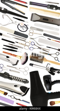 Set of hairdresser's tools on white background Stock Photo - Alamy