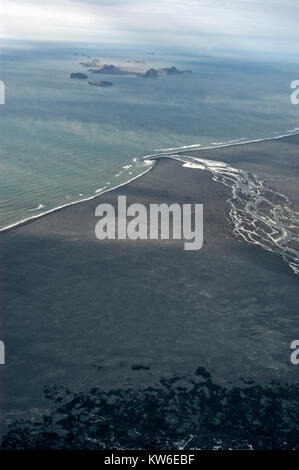 A network of Intertwining rivers on a river delta across a vast remote ...