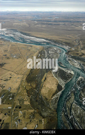 A network of Intertwining rivers on a river delta across a vast remote ...