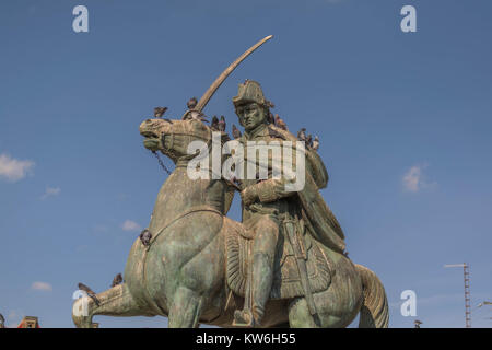 Large statue of Ignacio Allende, with cloudy blue sky in the Civic ...