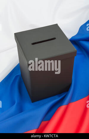 2024 Russian / fixed Russia elections concept - mock ballot box and ...