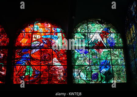 Chagall windows, synagogue in Jerusalem Stock Photo - Alamy