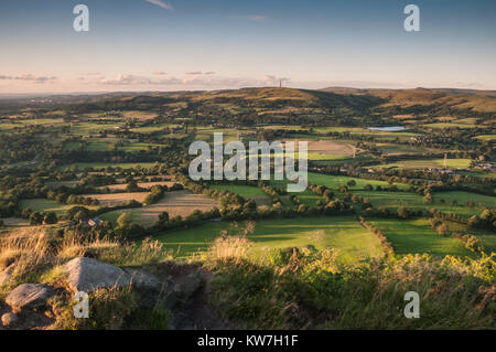 View from the ridge of The Cloud near the Cheshire town of Congleton ...