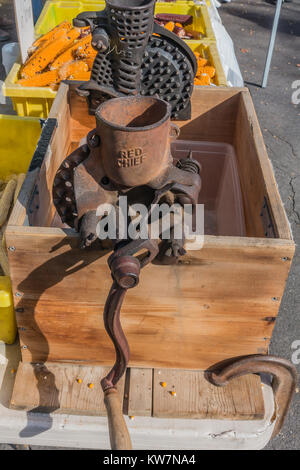 Antique cast iron corn sheller from the 19th century on display at the ...