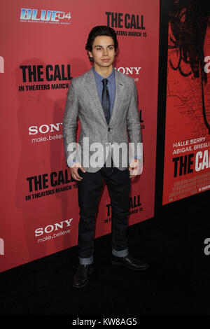 Jake T. Austin attending the premiere of "The Call" at the ArcLight ...