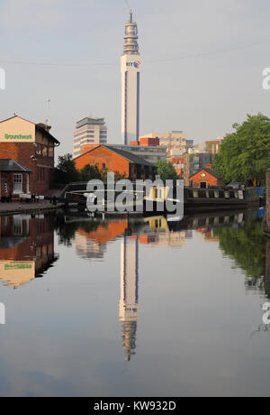BT telecom tower and the canals of birmingham Stock Photo - Alamy