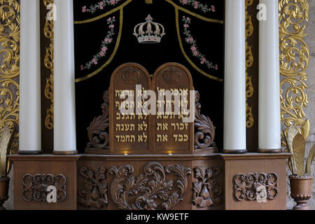 An old Torah Ark closet which contains the Jewish Torah scrolls at the ...