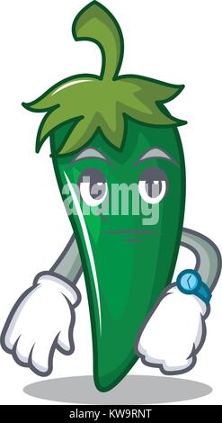 A cartoon illustration of a chili pepper with a bored expression Stock ...