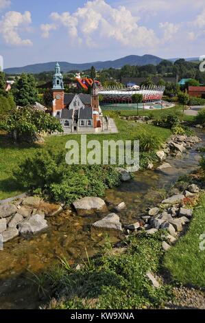 Wawel castle. Miniature Park "Świat Marzeń" in Inwałd, Lesser Poland ...