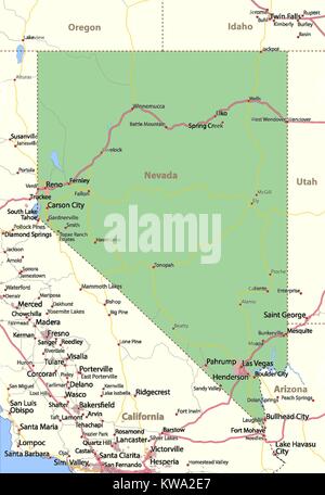 Map of Missouri. Shows country borders, urban areas, place names, roads and highways. Projection ...