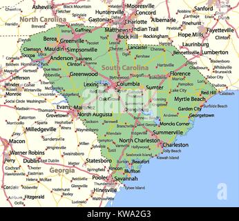 Alabama - Georgia - South Carolina - Florida Map labelled black ...