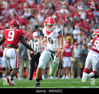 Georgia tight end Charlie Woerner runs a drill at the NFL football ...