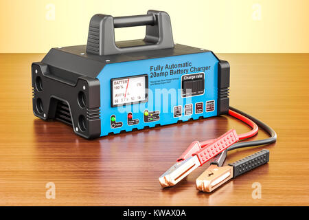 Car Battery on the wooden table. 3D rendering Stock Photo - Alamy