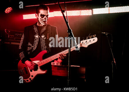 The Danish psychobilly, surf punk band Hola Ghost performs a live ...