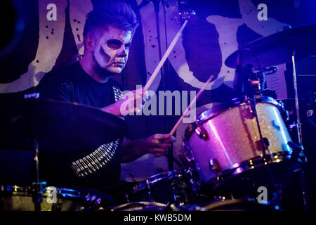 The Danish psychobilly, surf punk band Hola Ghost performs a live ...