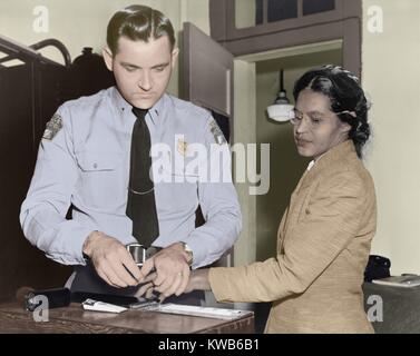 Rosa Parks is finger-printed by Deputy Sheriff D.H. Lackey in ...