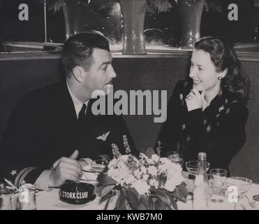 Navy Lieutenant Robert Taylor, with his wife, movie star Barbara ...