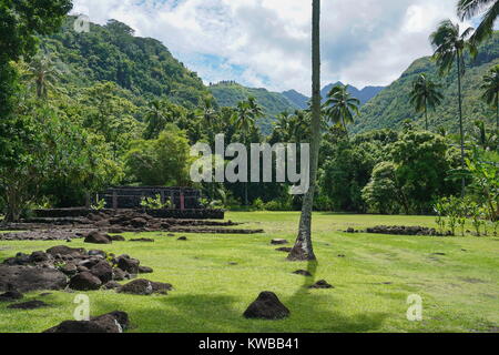 French Polynesia Tahiti Arahurahu marae ancient stone structure, south ...