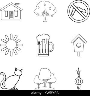 Hamlet icons set, outline style Stock Vector Image & Art - Alamy