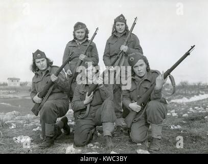 Women partisans who are fighting against the Germans in Yugoslavia. Ca ...