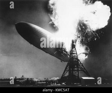 The "Hindenburg" crashes in flames May 6, 1937 Germany, USA National ...