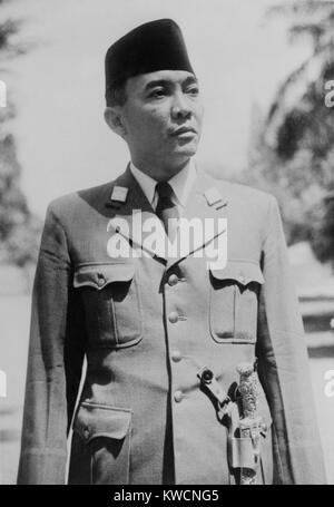 President Sukarno of the new Republic of Indonesia in 1945. After the ...