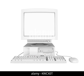 Old vintage desktop computer With keyboard and mouse. Old fashioned ...