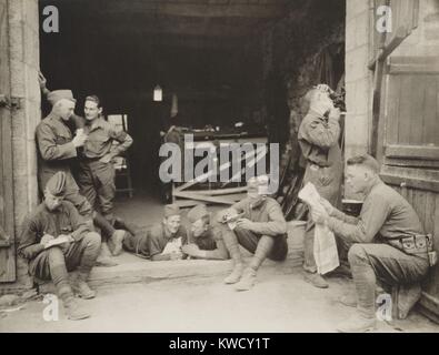 Barracks of WW1 American soldiers in France. July 19, 1918. The 305th M ...