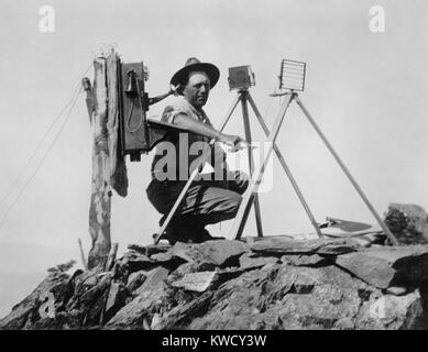 US Army Signal station combining a heliograph with a telephone, 1908 ...