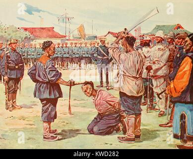 The Boxer Rebellion (1900). Boxer prisoners in a village in China Stock ...