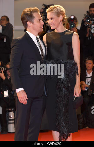 Leslie Bibb and her husband Sam Rockwell attending the Warner Bros ...
