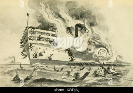 GENERAL SLOCUM excursion boat disaster in New York City, June 15, 1904 ...