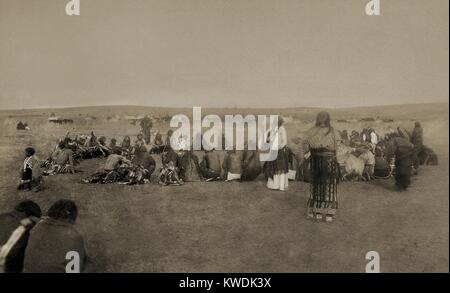Native Americans performing ritual Ghost Dance c. 1890. The five day ...