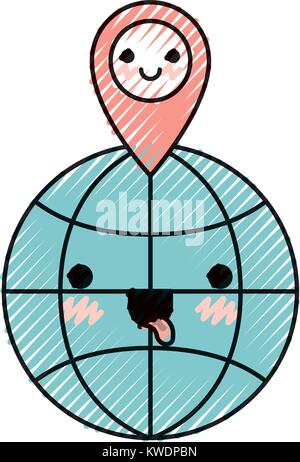 Map pin icon in comic style. GPS navigation cartoon vector illustration ...