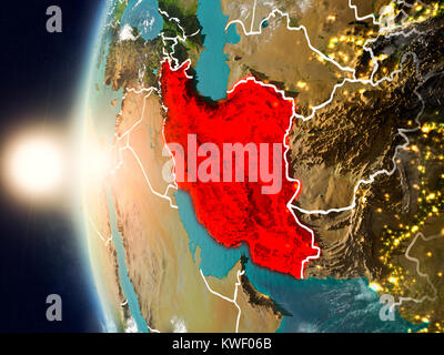 Satellite view of Iran map and borders, physical map Middle East ...