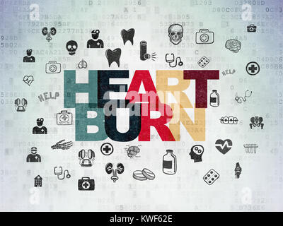 Health concept: Heartburn on Digital Data Paper background Stock Photo ...