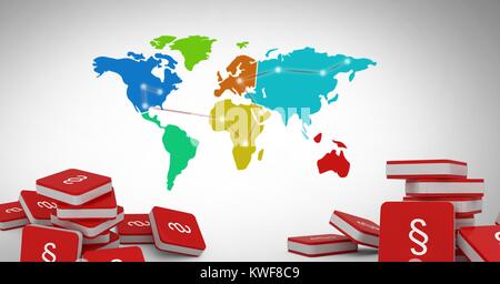 3D Section Symbol icons with world map Stock Photo - Alamy
