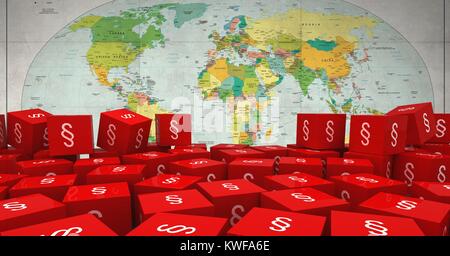 3D Section Symbol icons with world map and bar charts Stock Photo - Alamy